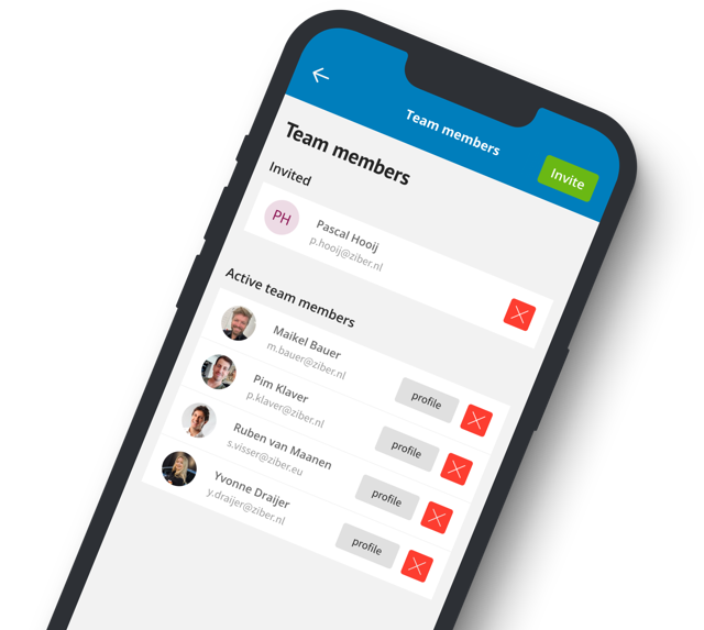 You can manage team members in Ziber Team