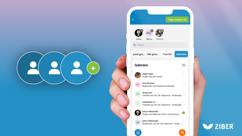 Start Topic with multiple people - Ziber parent communication platform