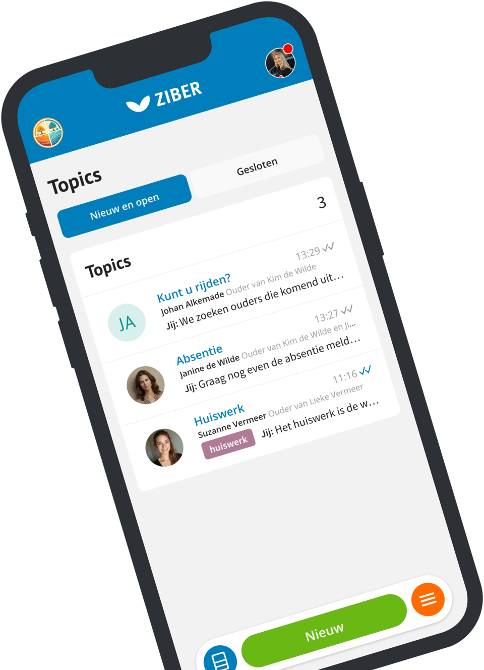 Ziber Team - de meest complete teamapp voor onderwijs en opvang